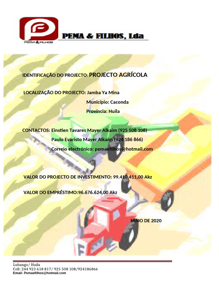 Capa Projecto Agricola Pema 2020 | PDF
