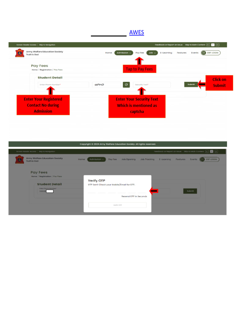 How To Pay Fees Online AWES ERP | PDF