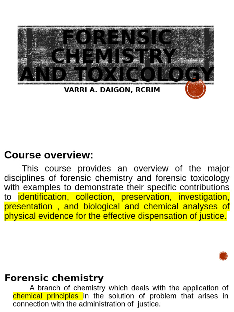Forensic Chemistry and Toxicology Overview | PDF | Blood Type | Coagulation