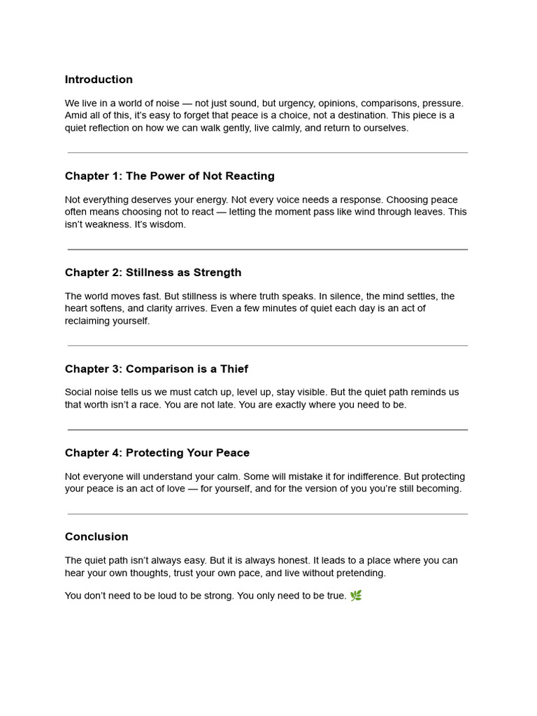 The Quiet Path - Choosing Peace in A Loud World | PDF