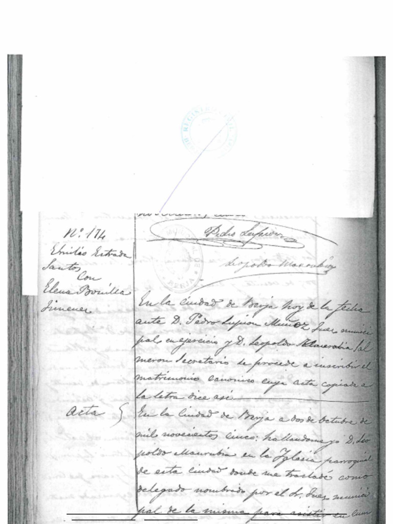 Mat Emilio Estrada y Elena Bonilla 1905 | PDF