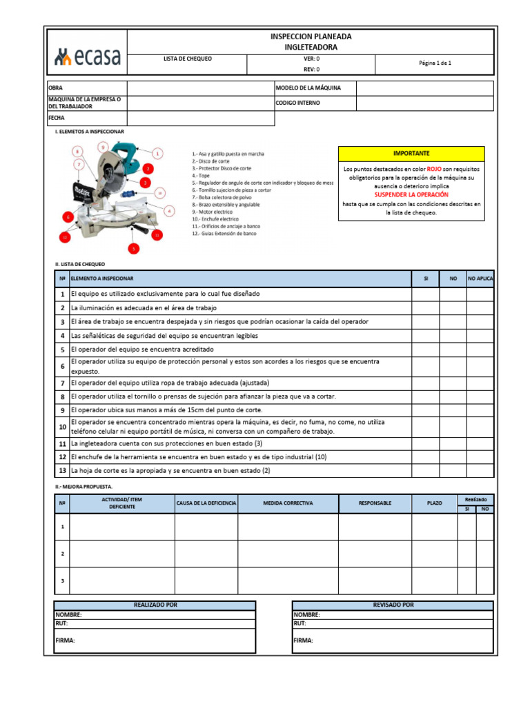 IP HT IG G Rev1 Inspección Ingleteadora | PDF