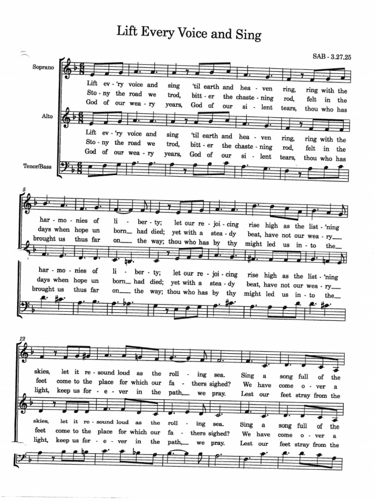 Lift Every Voice and Sing SAB Houston Methodist | PDF