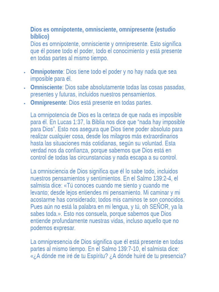 La Omnipotencia de Dios en la Biblia | PDF | Dios | Omnipotencia