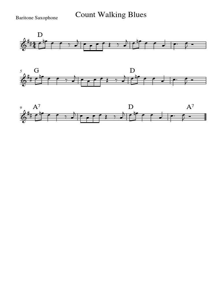 Count Walking Blues - Baritone Saxophone | PDF