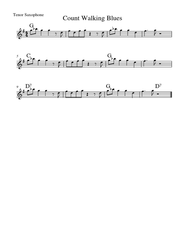Count Walking Blues - Tenor Saxophone 1 | PDF