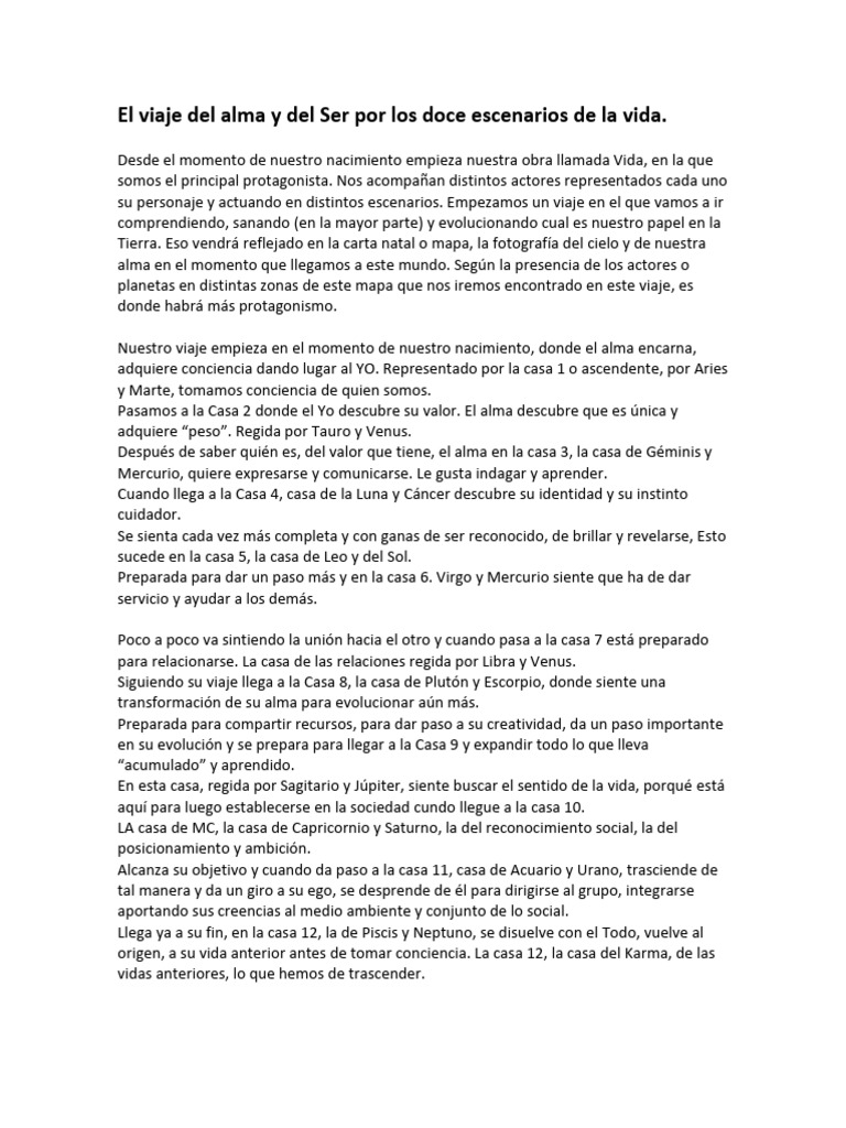 El Viaje Del Alma y Del Ser Por Los Doce Escenarios de La Vida | PDF