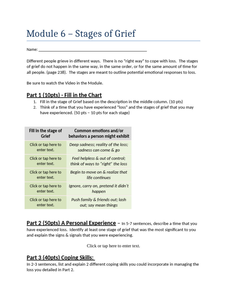 Module 6 - Stages of Grief-2 | PDF