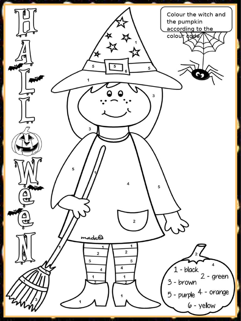 Halloween Witch Colouring Classroom Posters Fun Activities Games ...