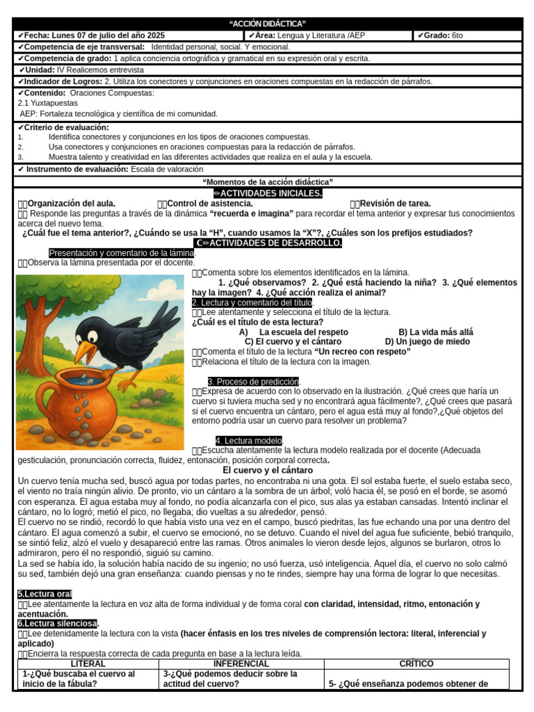 Planes Lyl 07 Al 11 Julio 2025 | PDF | Oración (Lingüística ...