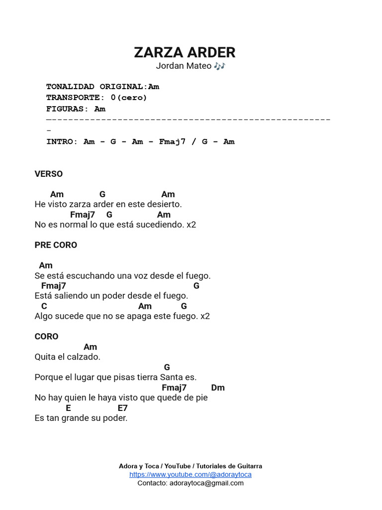 Letra y acordes de "Zarza Arder" | PDF