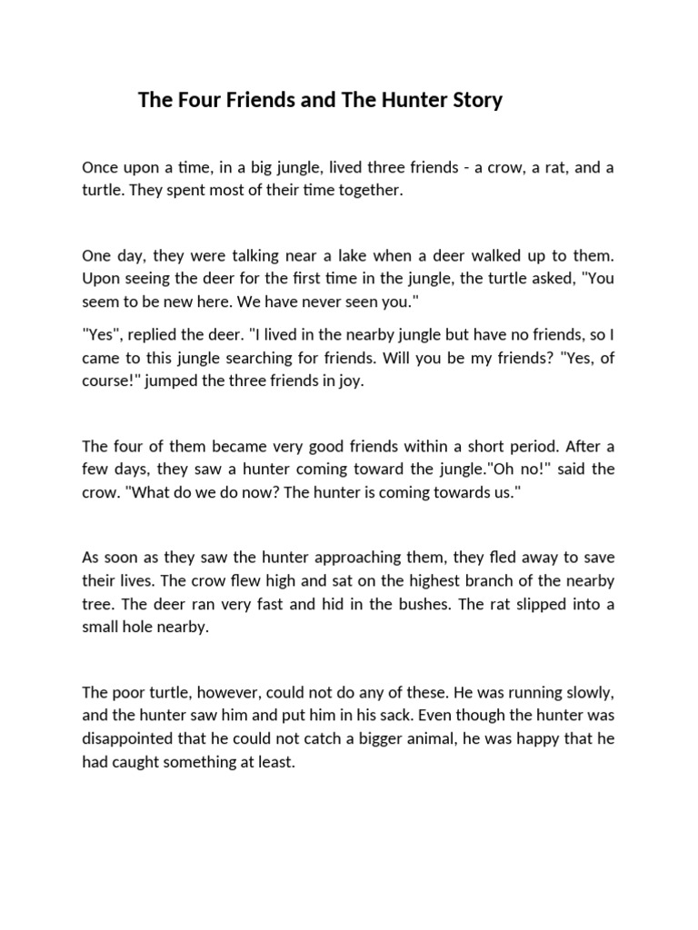 The Four Friends and the Hunter Story | PDF
