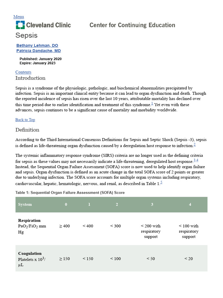Understanding Sepsis: Definition and Impact | PDF | Sepsis | Inflammation