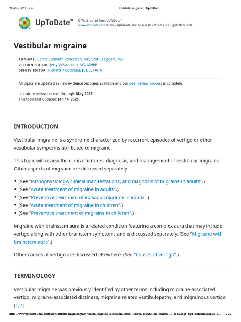 Understanding Vestibular Migraine | PDF | Vertigo | Migraine