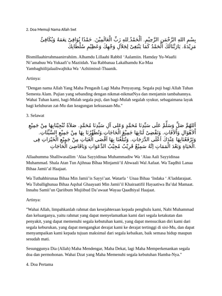 Doa Memuji Nama Allah SWT | PDF