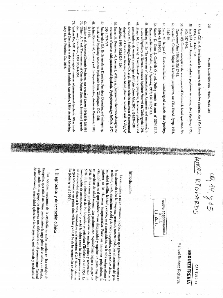 ESQUIZOFRENIA - CAPÍTULO MANUAL SUÁREZ RICHARDS | PDF