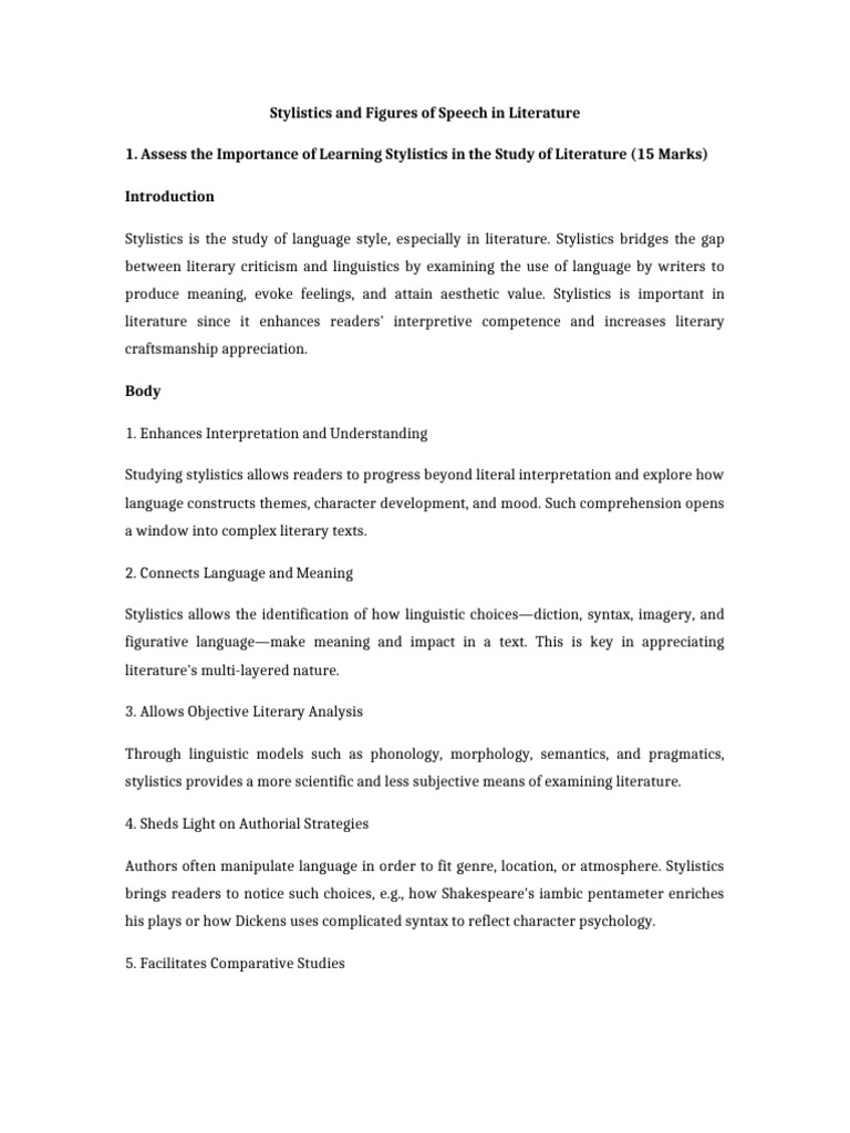 Stylistics and Figures of Speech | PDF | Semantics | Linguistics