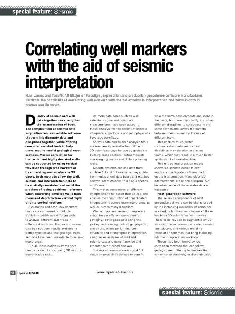 ART.2010.5.Seismic Interpretation - Well Marker Correlation | PDF ...