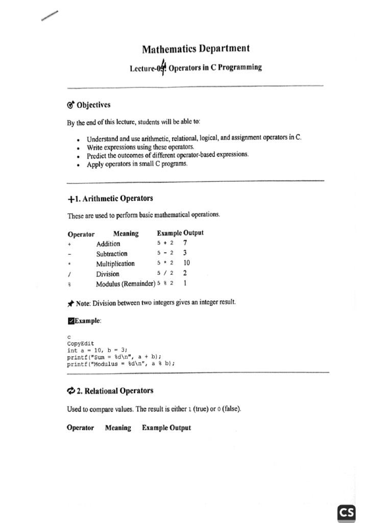 C Programming Lec-4 | PDF
