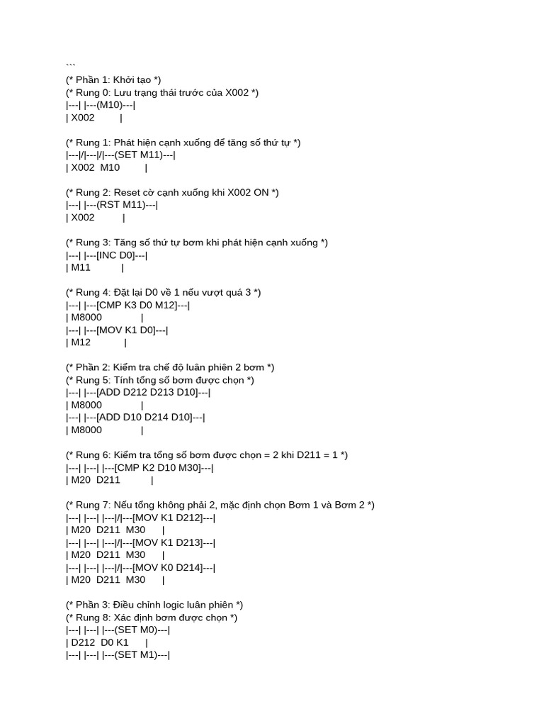 Bài Toán Điều Khiển 3 Bơm Luân Phiên | PDF