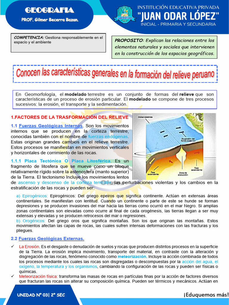 Formacion Del Relieve Peruano 2º | PDF | Roca (geología) | Placas ...