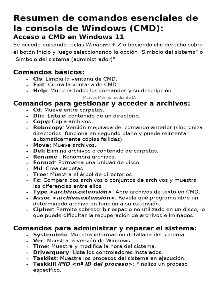 Comandos Esenciales de CMD en Windows | PDF | Archivo de computadora ...