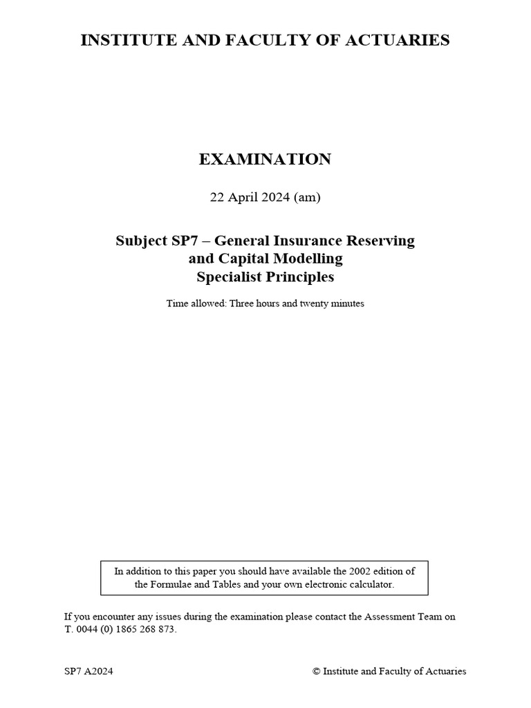 SP7 Exam Guide for Actuarial Candidates | PDF | Insurance | Reinsurance