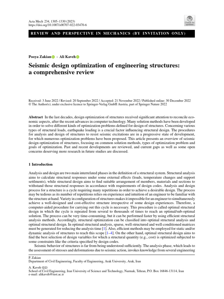 Seismic Design Optimization of Engineering Structures | PDF | Eigenvalues And Eigenvectors ...