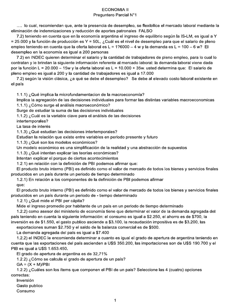Econo 2 Parcial 1 | PDF