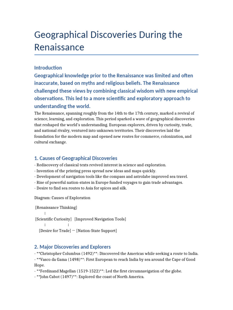 Geographical Discoveries Renaissance Expanded | PDF | Age Of Discovery ...