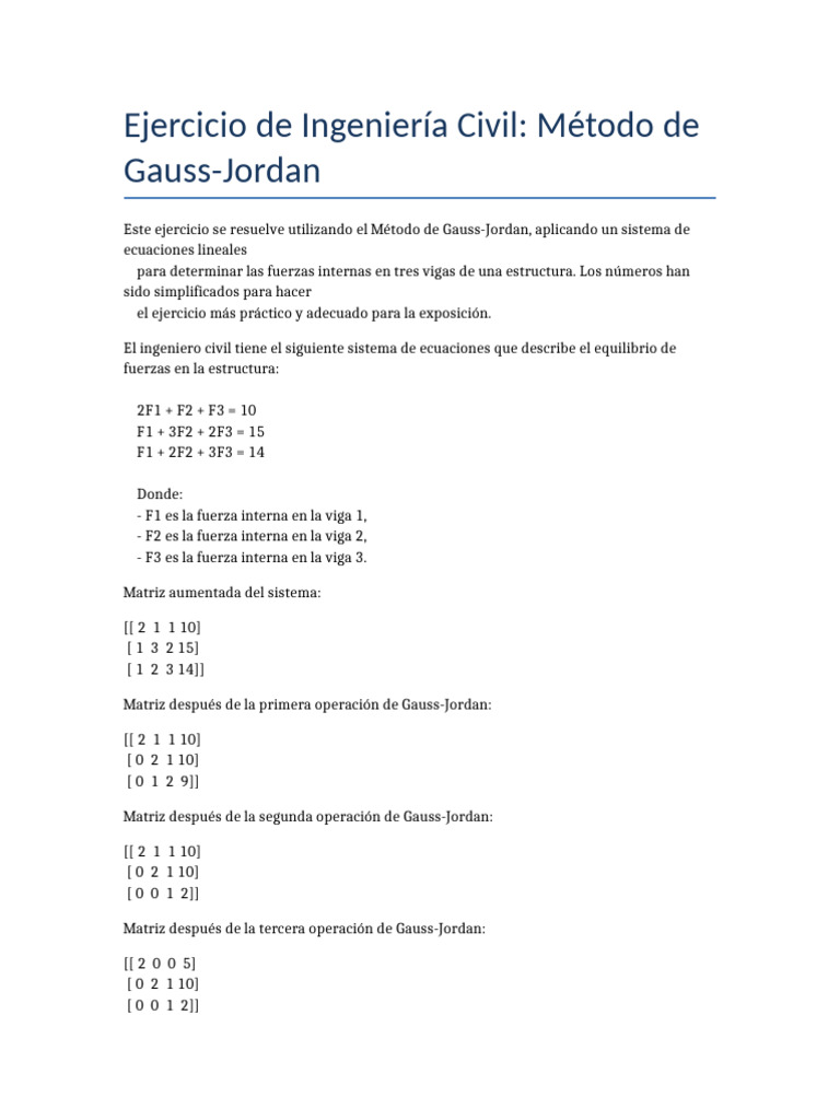 Ejercicio Gauss Jordan Simple Completo | PDF