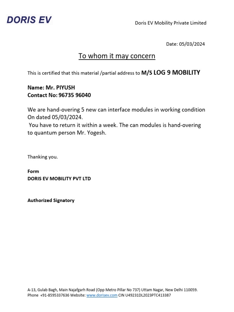 Doris Letter Head | PDF