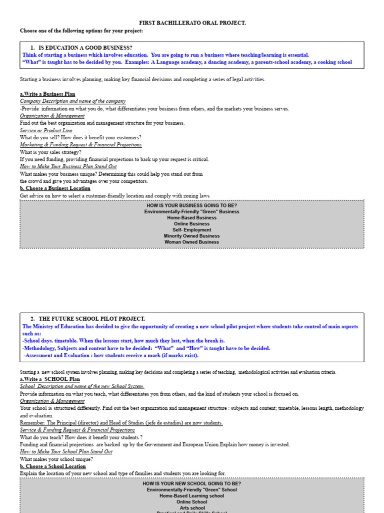 Oral Project 1st Bachillerato | PDF | Vocabulary | Linguistics
