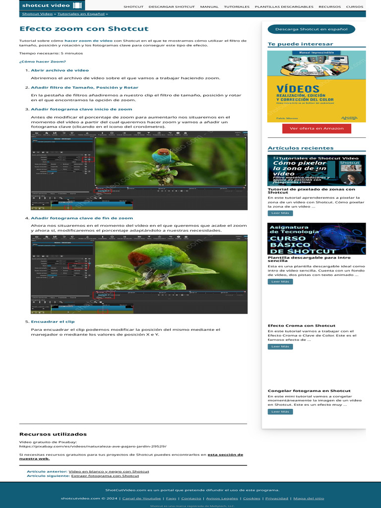 Efecto Zoom Con Shotcut - SHOTCUT en ESPAÑOL - Shotcut Vídeo Editor | PDF