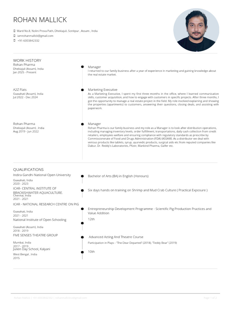 Rohan Mallick's Professional Profile | PDF
