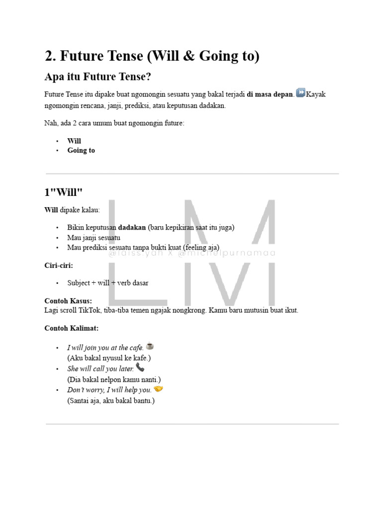 ? 2. Future Tense (Will & Going To) | PDF