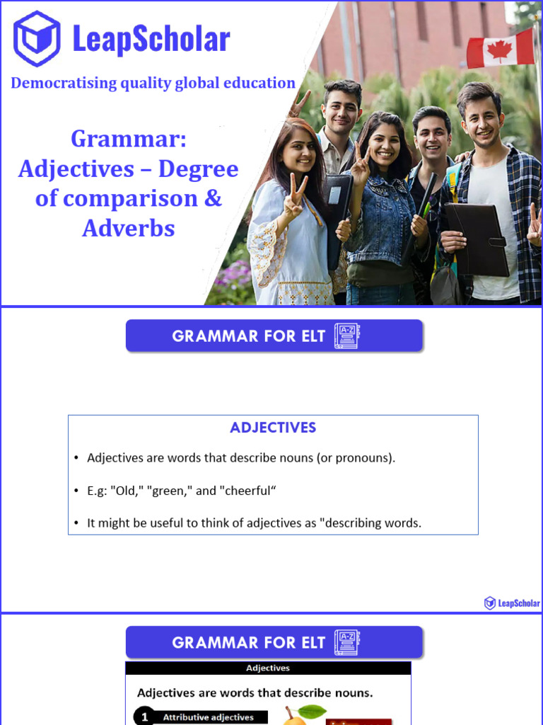 Degrees of Comparison for Adverbs | PDF | Adjective | Adverb