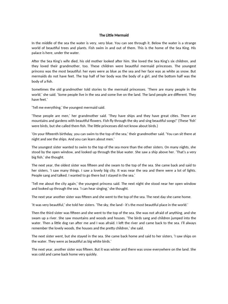 The Little Mermaid's Transformation Story | PDF | Mermaid | Fairies