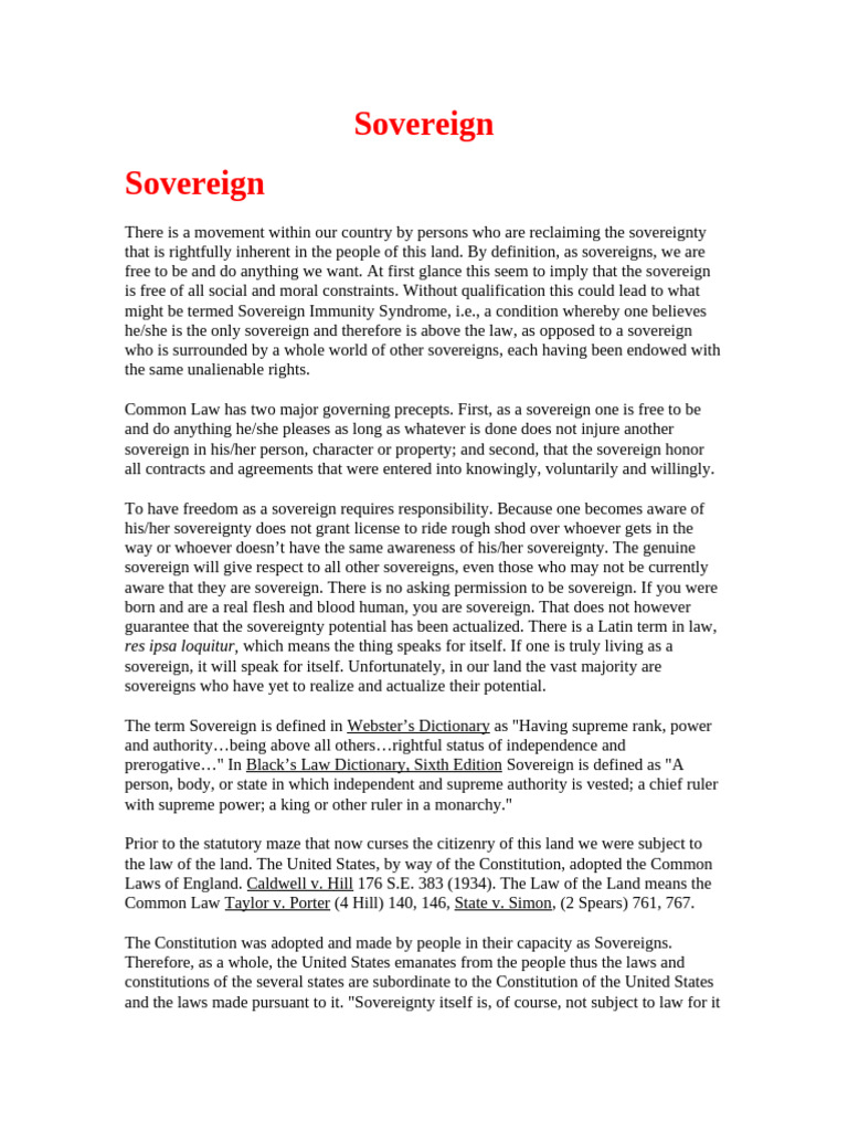 Sovereign Definition | PDF | Government | Justice