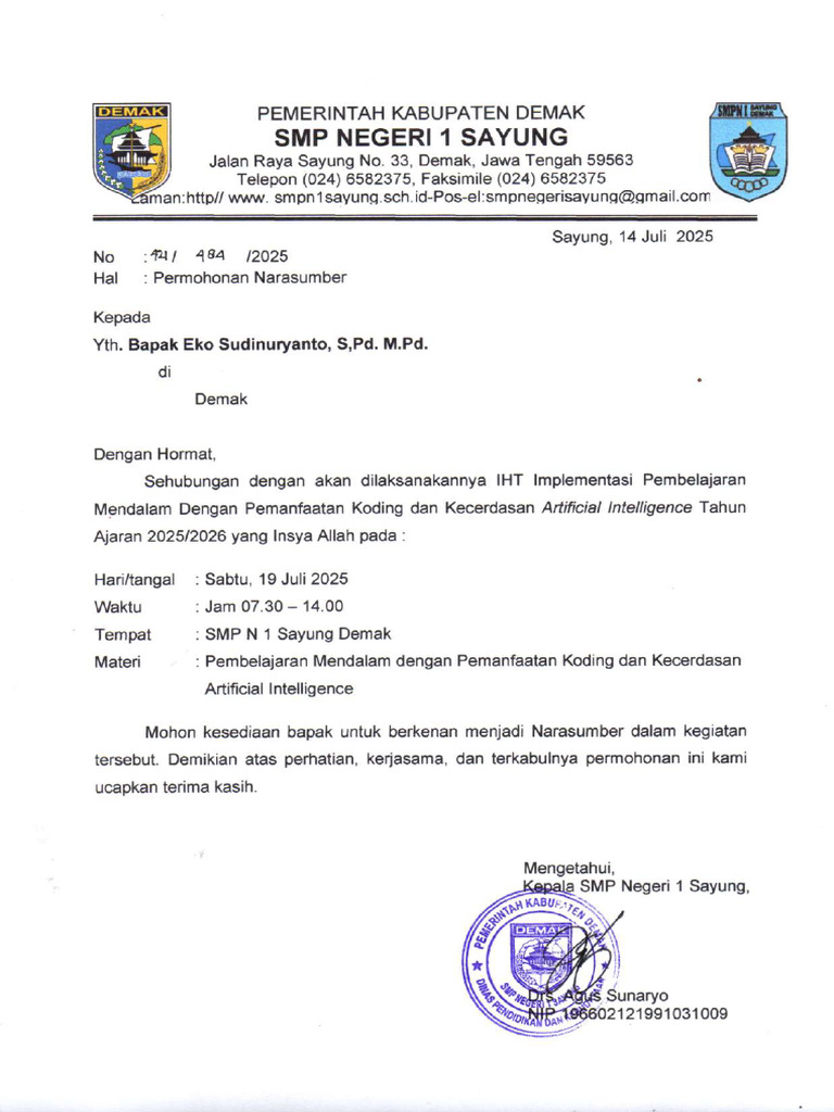 Surat Narsum Pak Eko | PDF