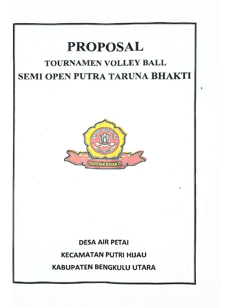 Proposal - Tournament Volley Ball Semi Open Putra Taruna Bhakti | PDF