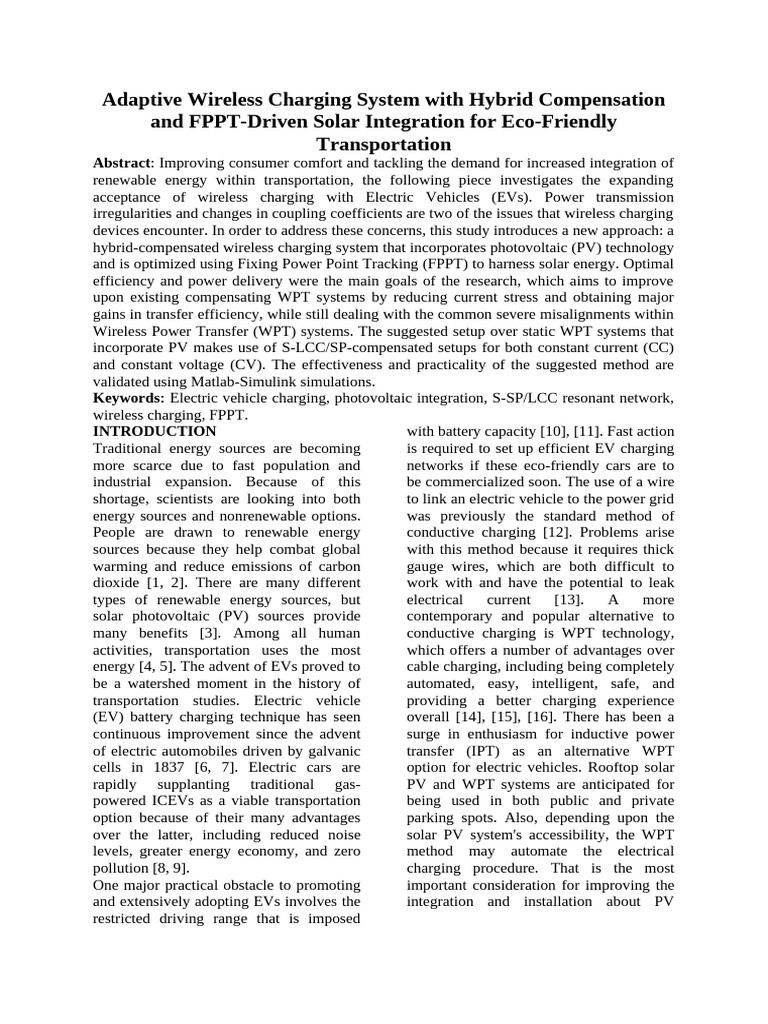 Hybrid Wireless Charging for EVs with Solar Integration | PDF ...