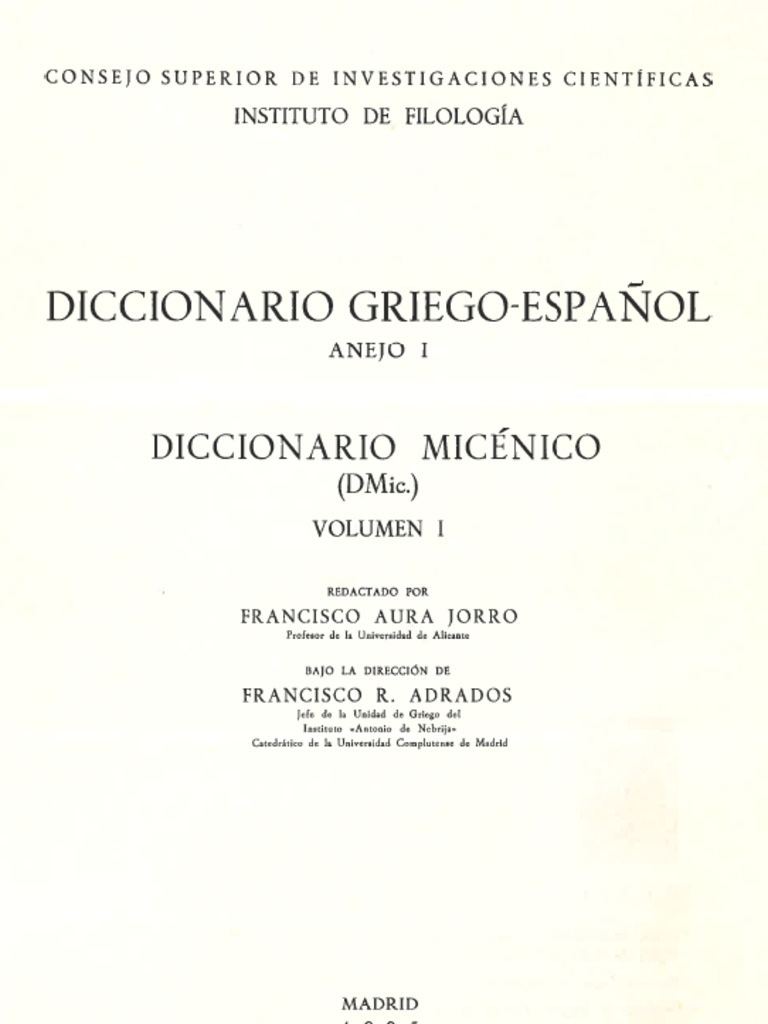 Diccionario Griego Espan Ol Francisco Aura Jorro Francisco Rodriguez ...
