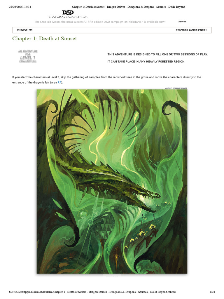 Chapter 1 - Death at Sunset - Dragon Delves - Dungeons & Dragons ...