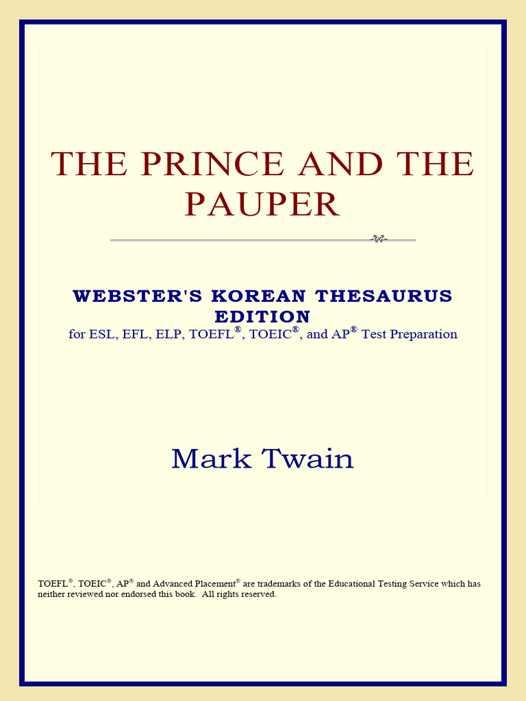 Mark Twain - The Prince and The Pauper (Webster's Korean Thesaurus ...