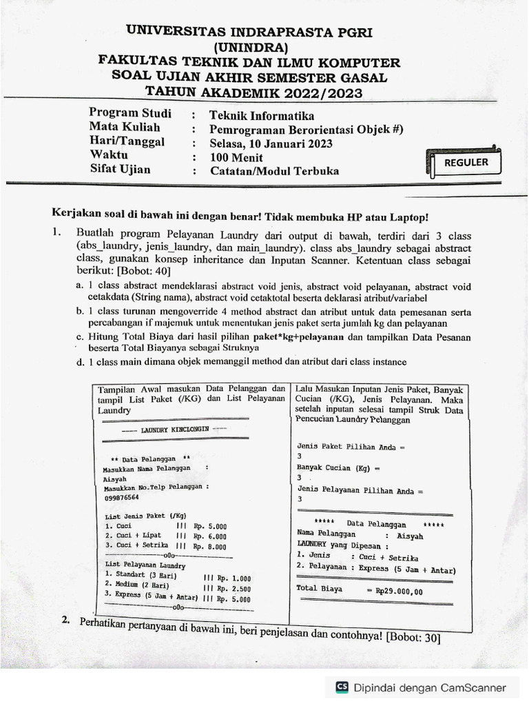 Soal Uas Pbo (2023) | PDF