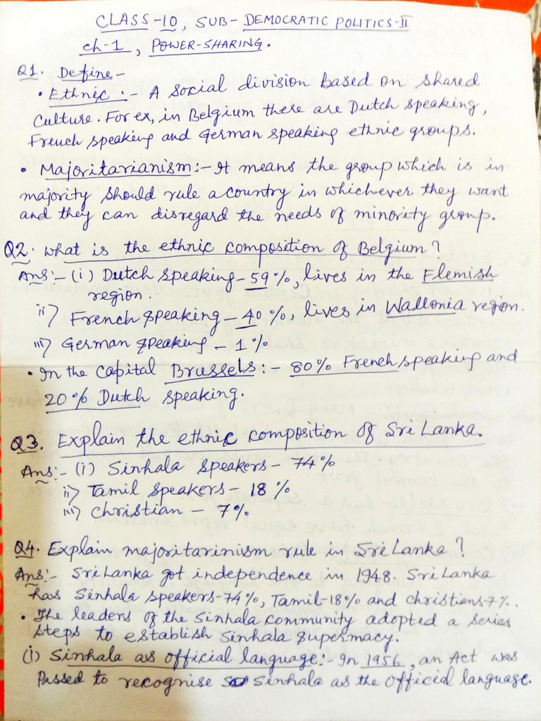 Class 10, Civics, CH 1, Power Sharing | PDF