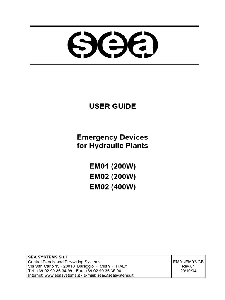 SEA MANUAL EM01 EM02 GB Rev01 User Manual For Emergency Device EM01 and ...