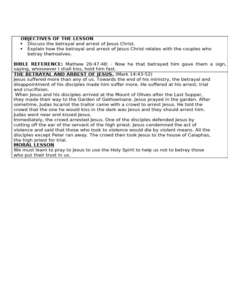 Betrayal and Arrest of Jesus Christ | PDF