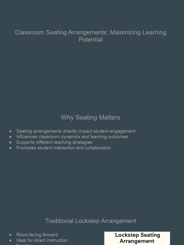 Classroom Seating Arrangements - Maximizing Learning Potential | PDF | Classroom | Learning